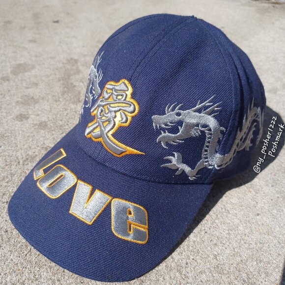 Accessories | Y2k Kanji Asian Dragon Embroidered Design Baseball Cap ...
